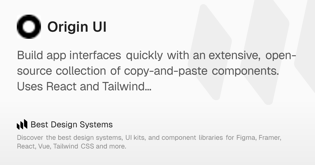 Origin UI: Copy-and-paste components for modern UIs. – Best Design Systems