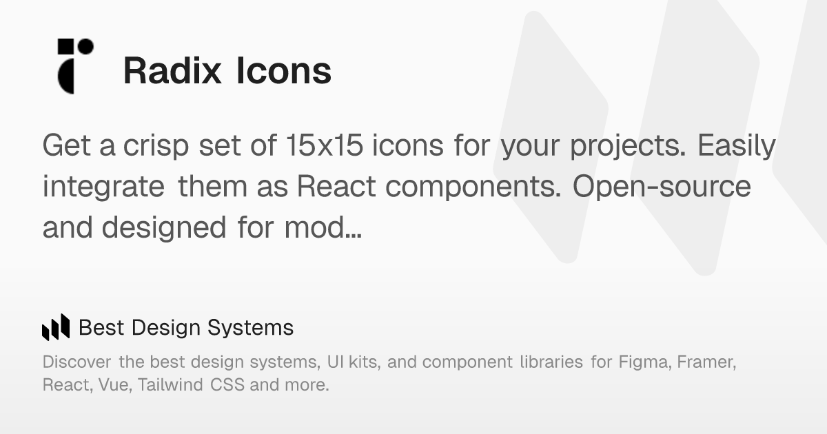 Radix Icons: Crisp, open-source 15x15 icons for modern UIs. – Best Design Systems