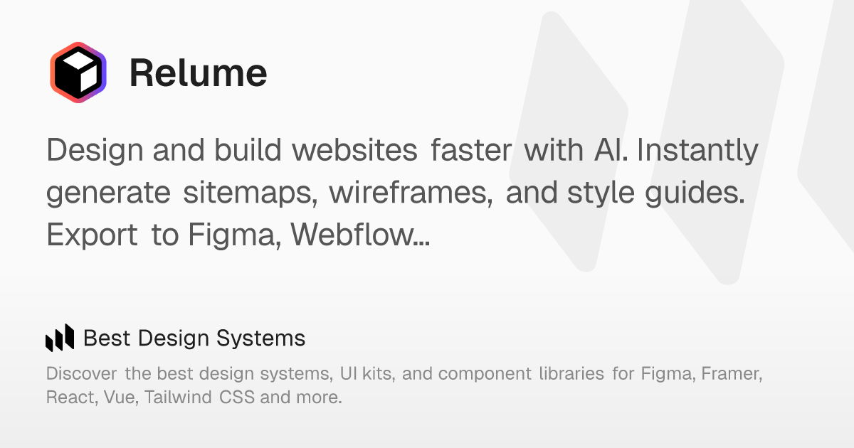 Relume: AI-powered website design & build, done faster. – Best Design ...